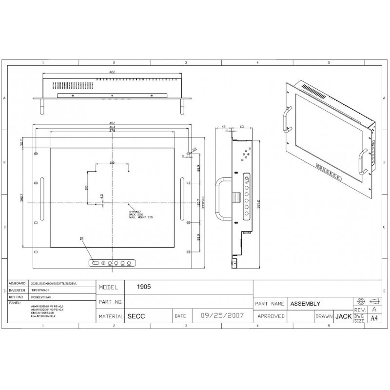 SANTRONIC Rack-1905-Touch - 19" Rack Mount Monitor / Touch Screen